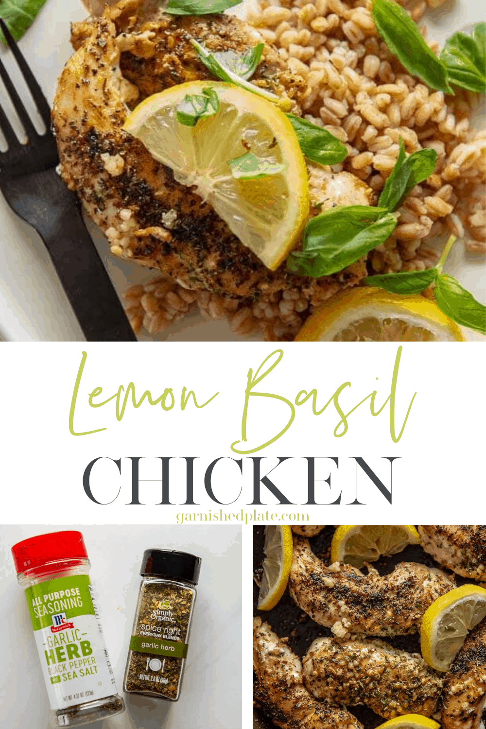 Lemon Basil Chicken - Garnished Plate