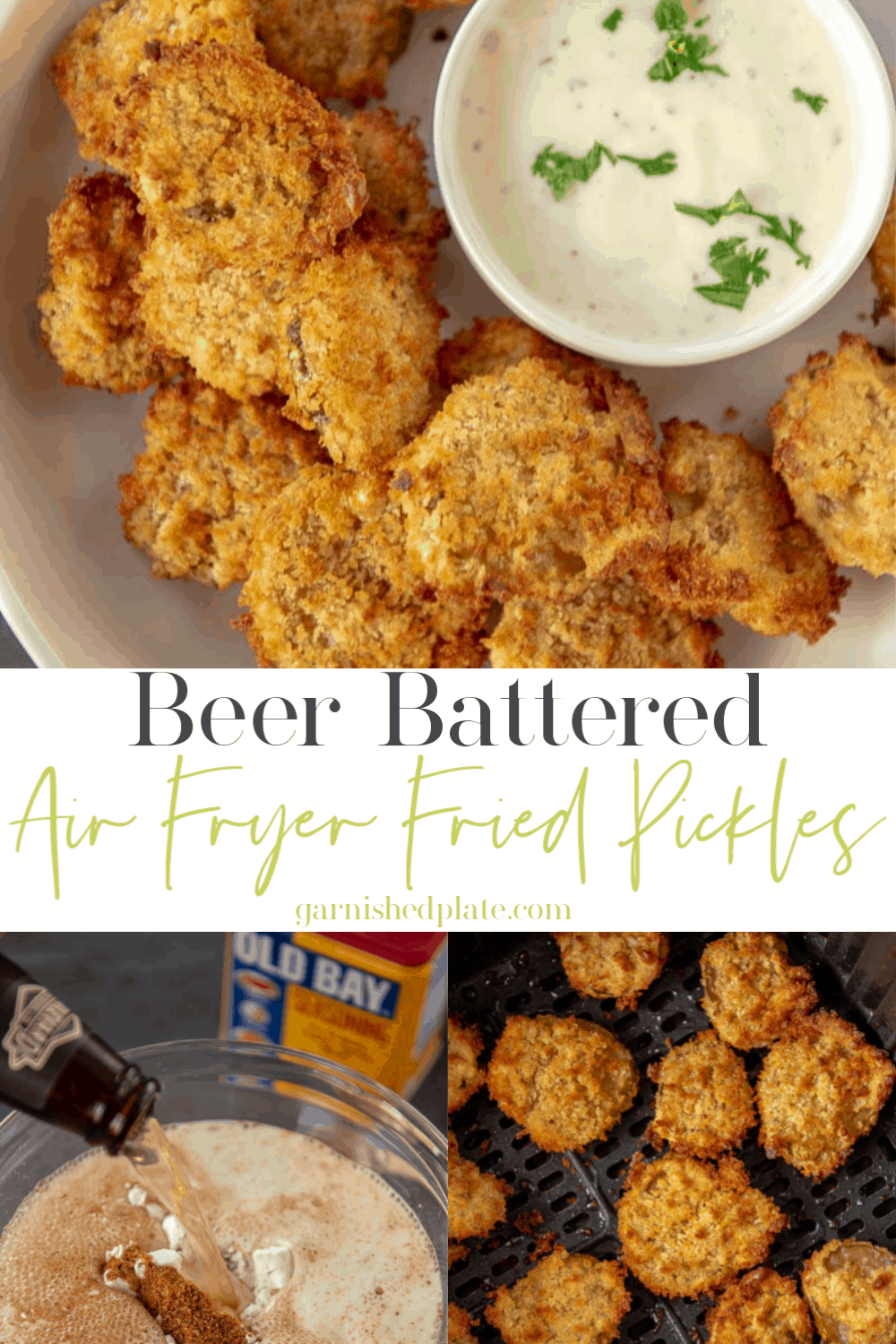 Beer Battered Air Fryer Fried Pickles - Garnished Plate