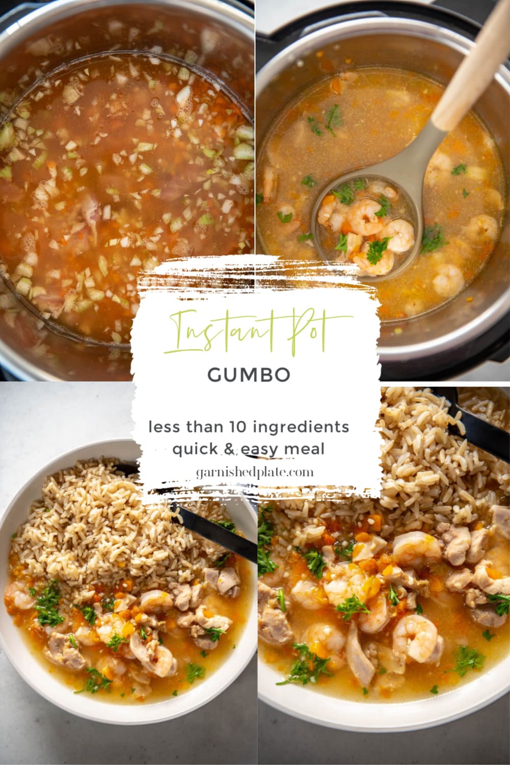 Instant Pot Gumbo - Garnished Plate