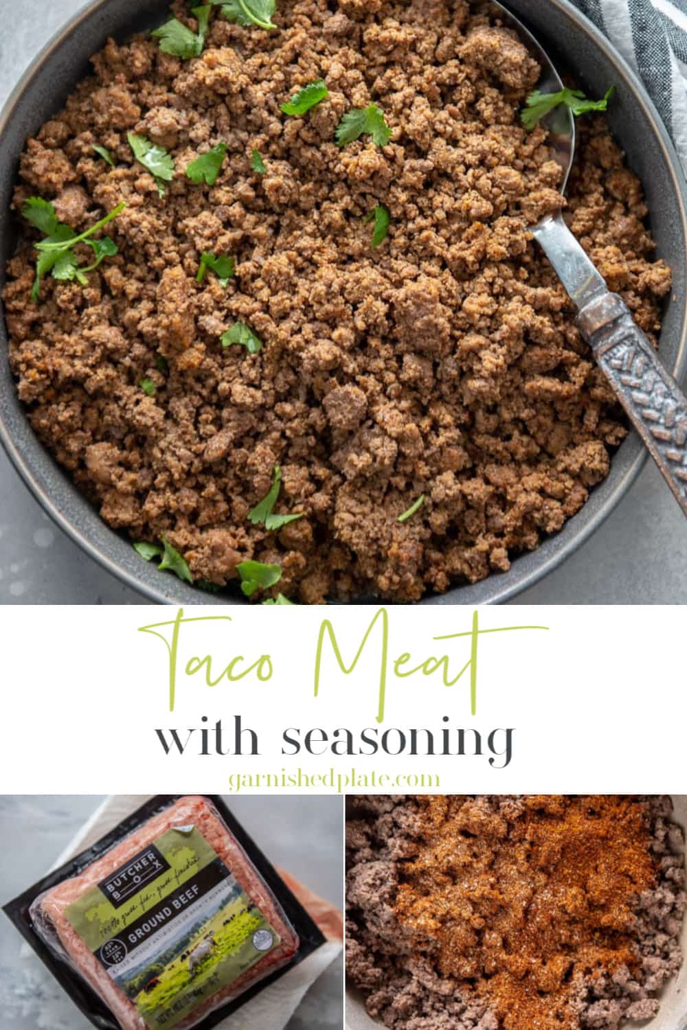 Taco Meat with Seasoning - Garnished Plate