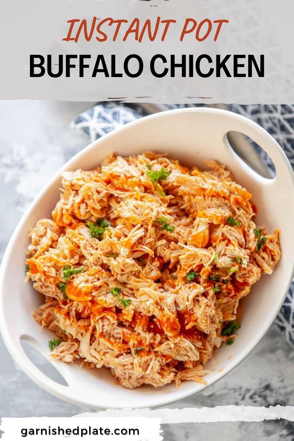 Instant Pot Buffalo Chicken - Garnished Plate