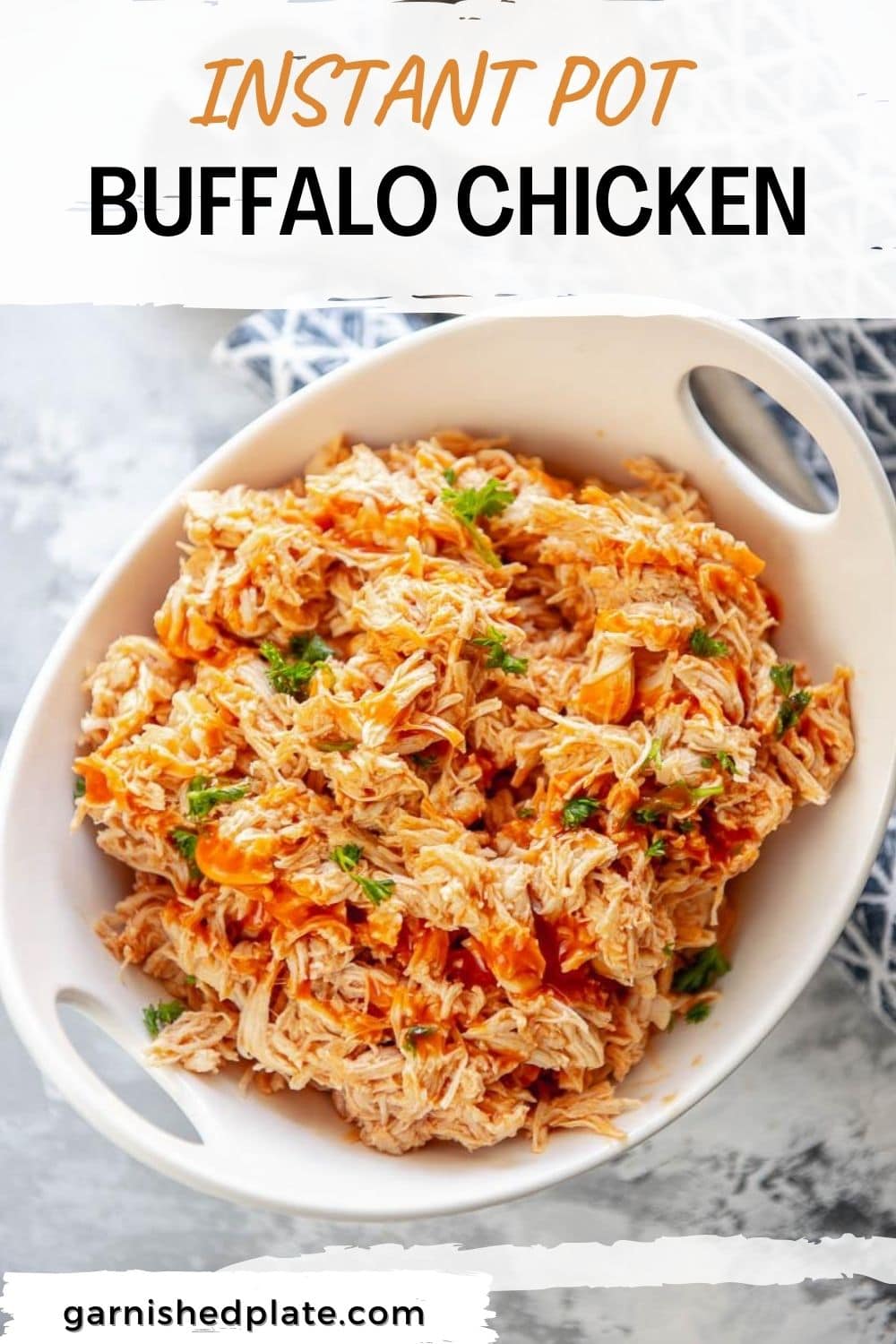 Instant Pot Buffalo Chicken - Garnished Plate