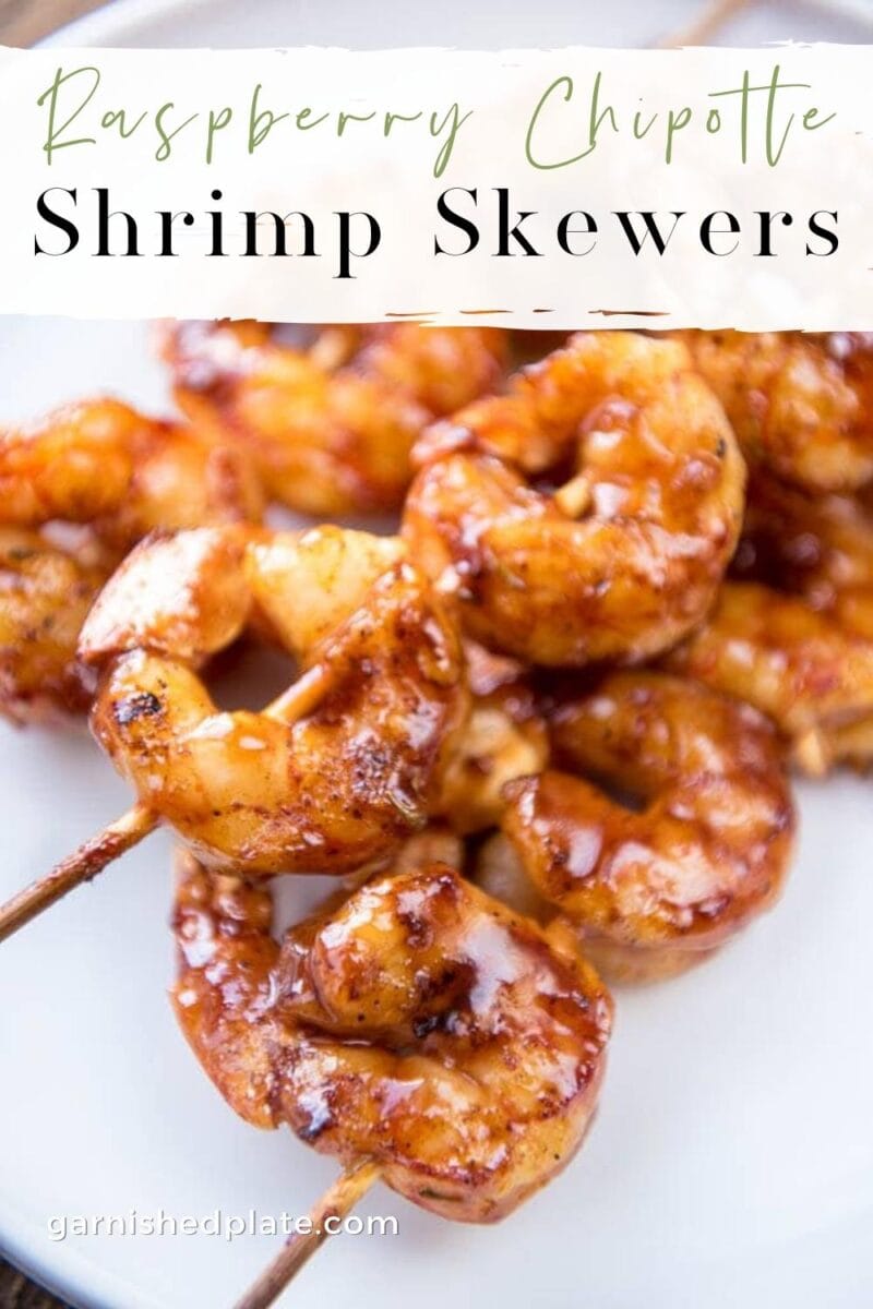 Raspberry Chipotle Shrimp Skewers - Garnished Plate