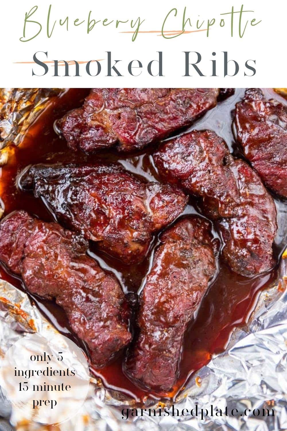 Blueberry Chipotle Smoked Ribs - Garnished Plate