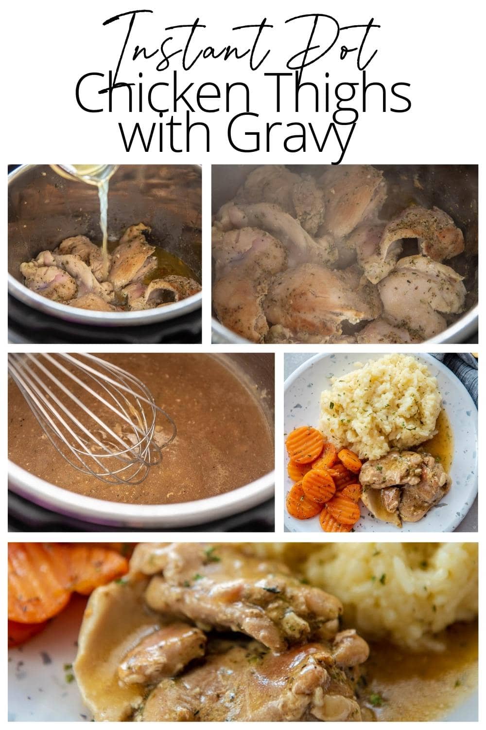Instant Pot Chicken Thighs with Gravy - Garnished Plate