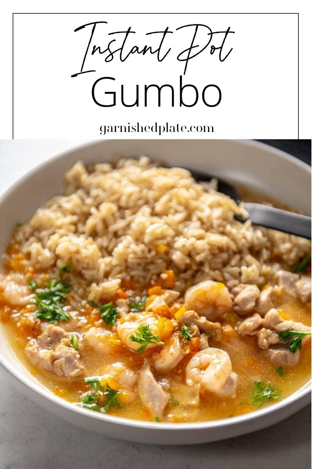Instant Pot Gumbo - Garnished Plate