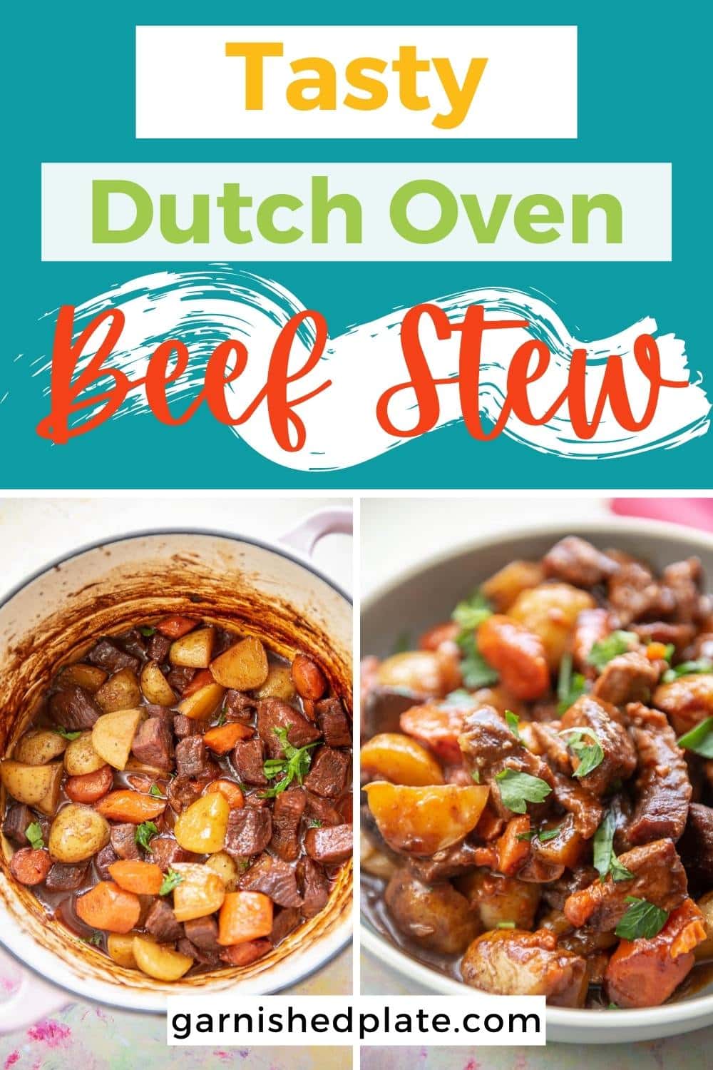Dutch Oven Beef Stew - Garnished Plate