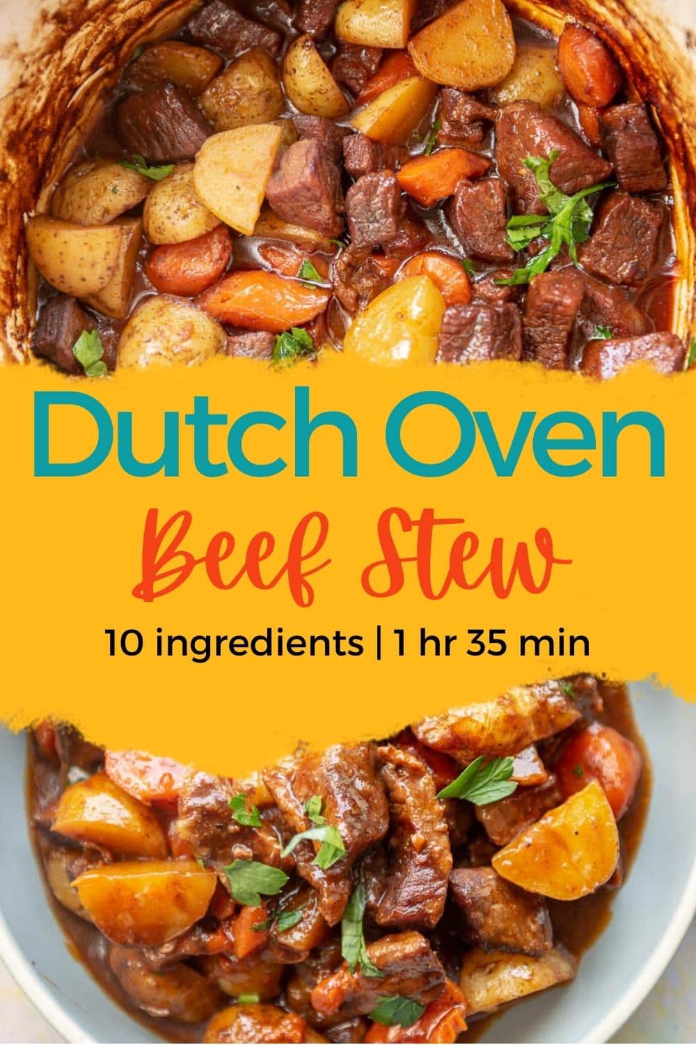 Dutch Oven Beef Stew - Garnished Plate