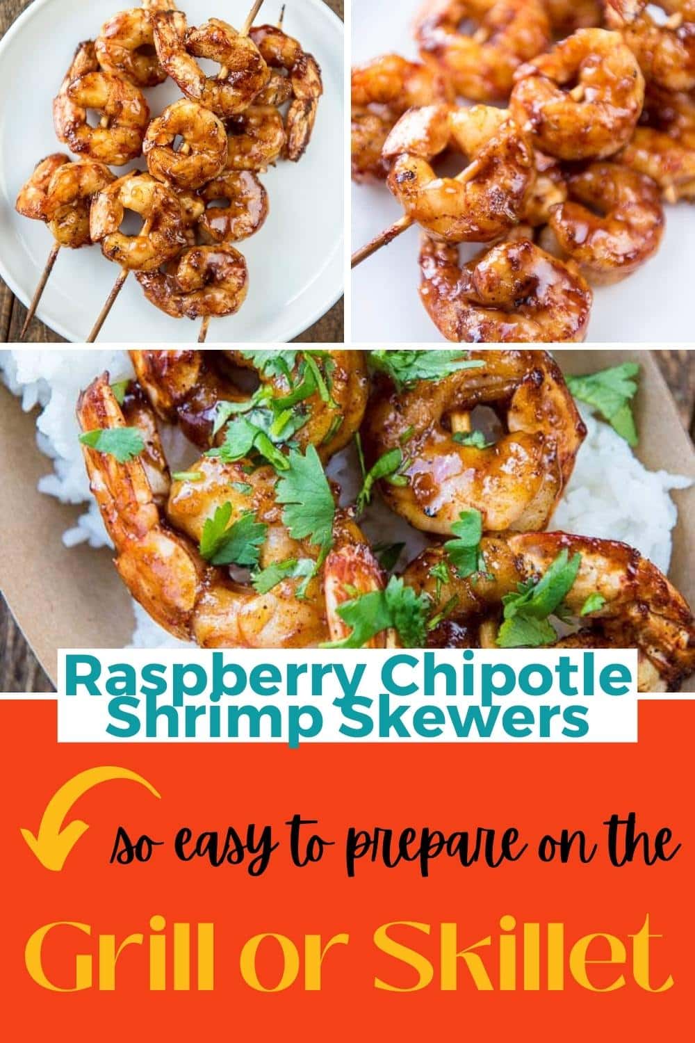 Raspberry Chipotle Shrimp Skewers - Garnished Plate