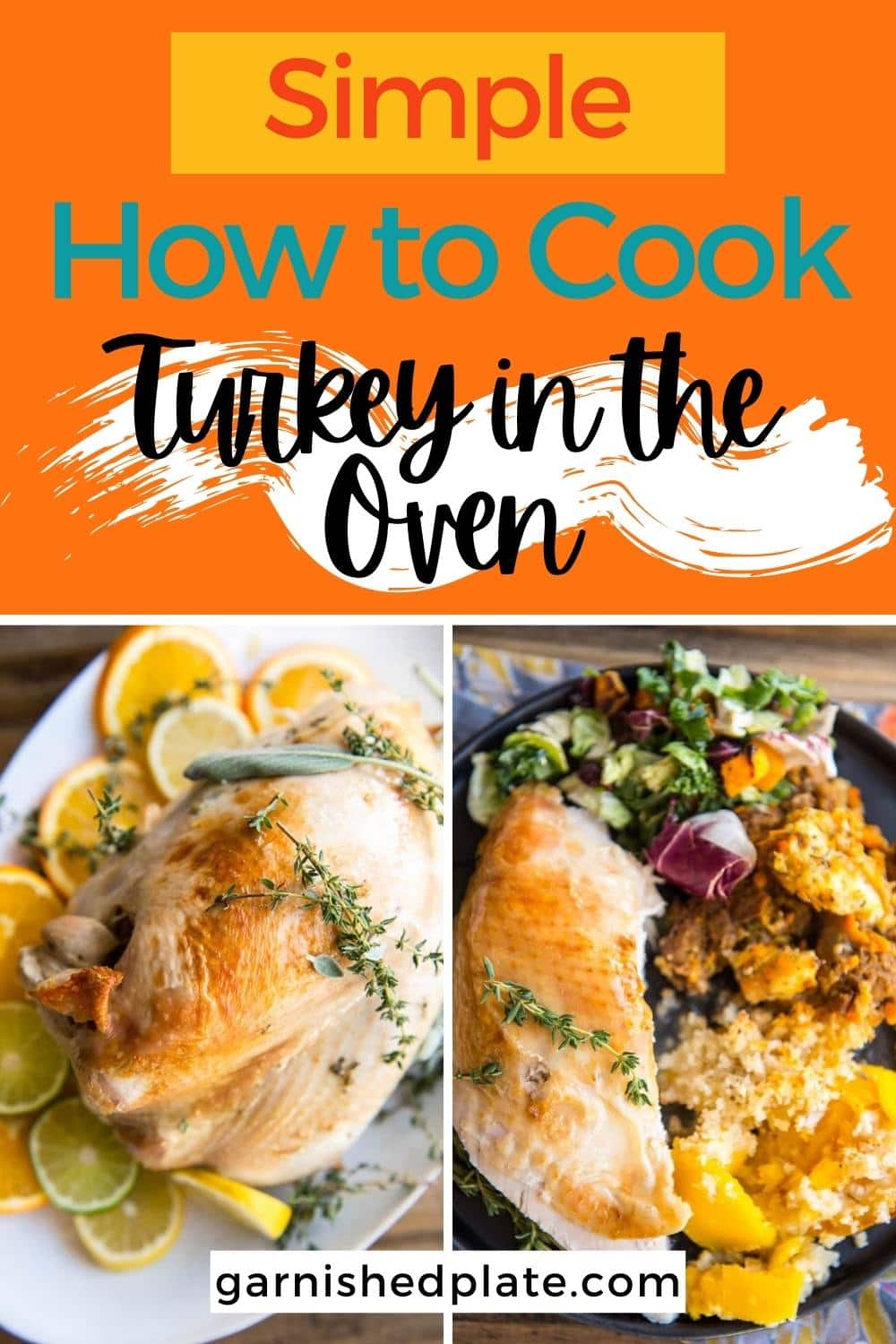 How to Cook a Turkey in the Oven - Garnished Plate