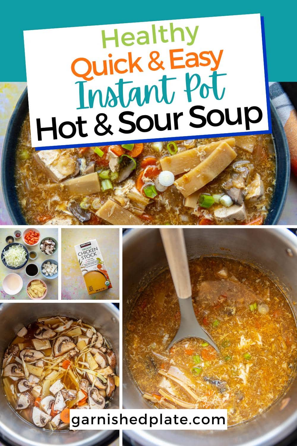 Instant Pot Hot and Sour Soup - Garnished Plate