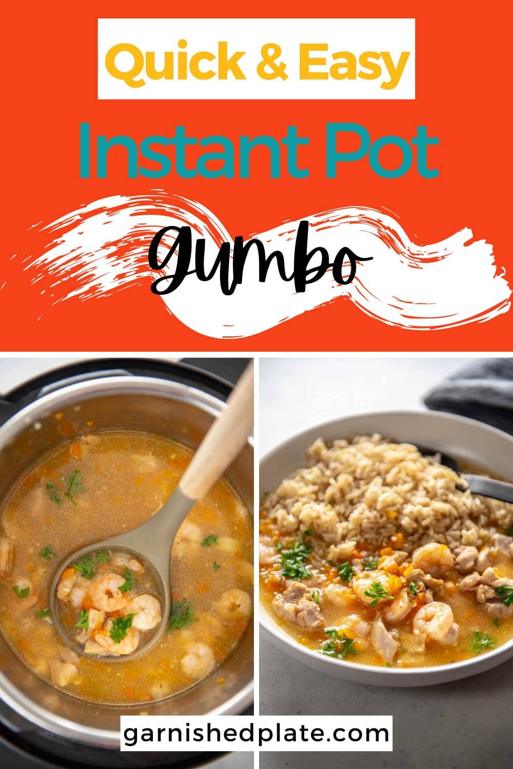 Instant Pot Gumbo - Garnished Plate
