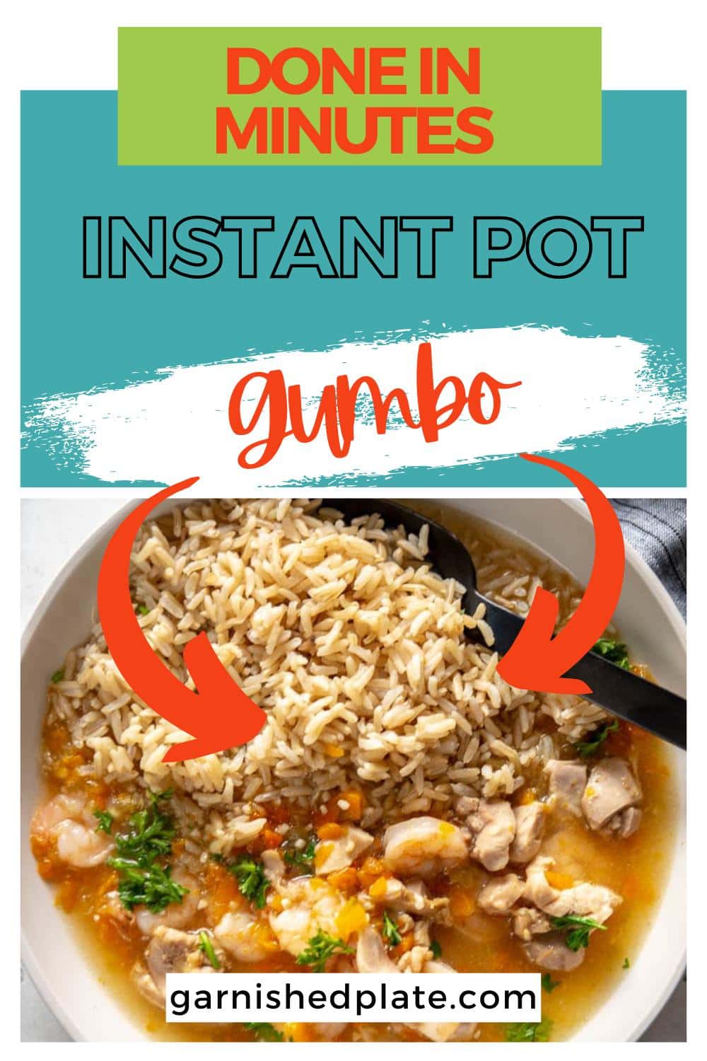 Instant Pot Gumbo - Garnished Plate