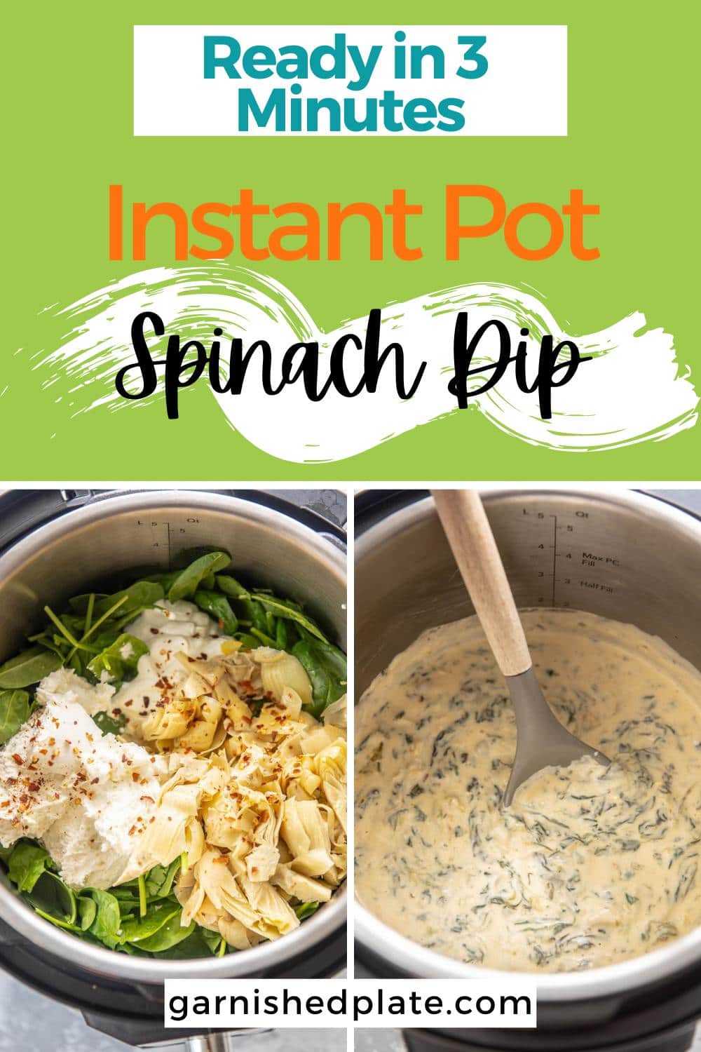 Instant Pot Spinach Dip - Garnished Plate