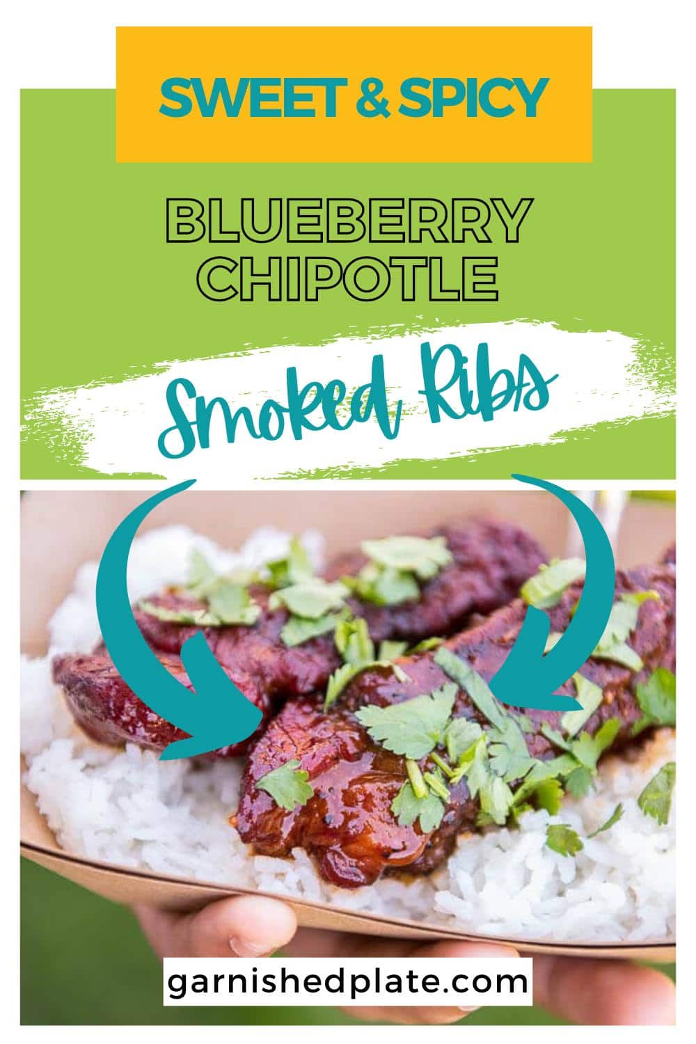 Blueberry Chipotle Smoked Ribs - Garnished Plate