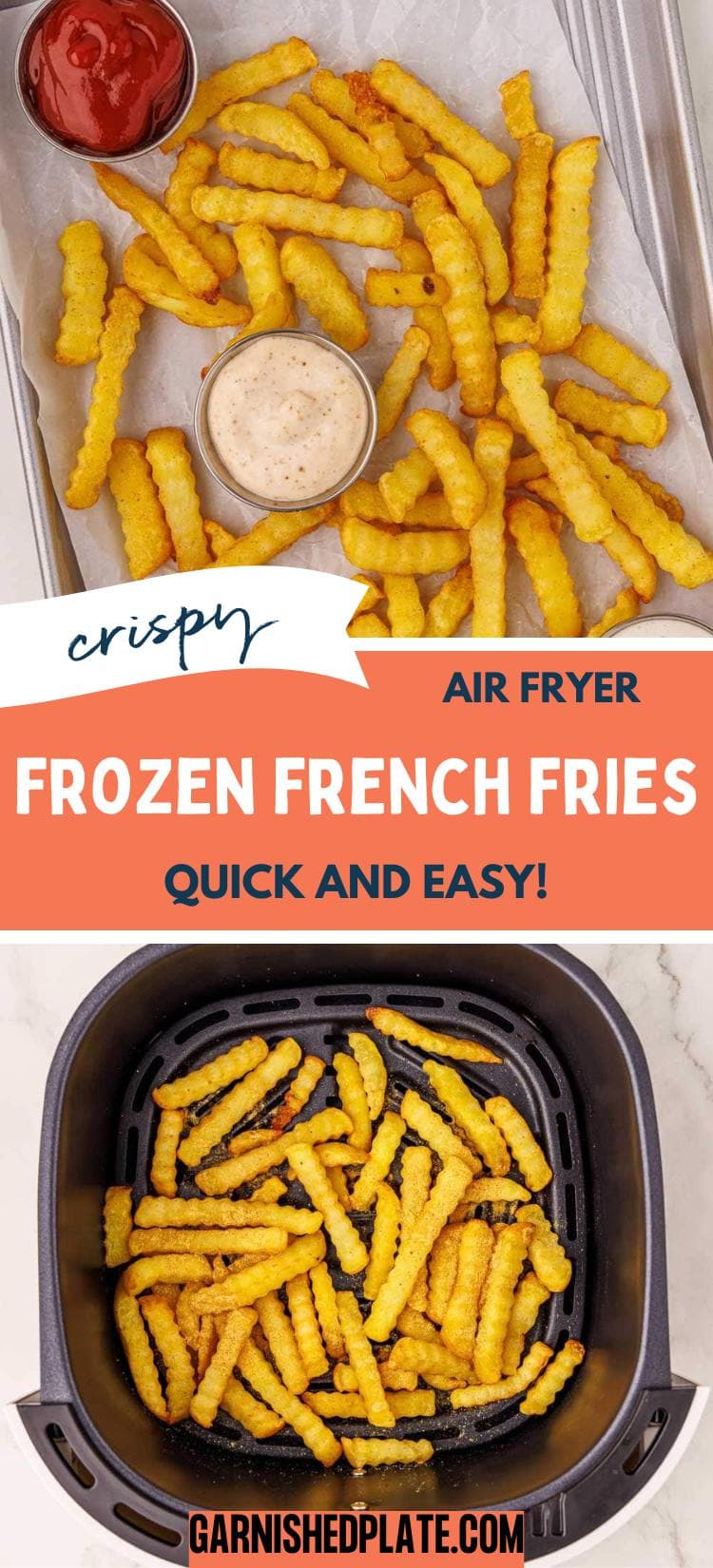 Crispy Frozen French Fries In The Air Fryer - Garnished Plate