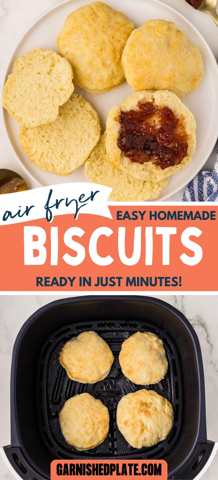 Easy Homemade Air Fryer Biscuits - Garnished Plate