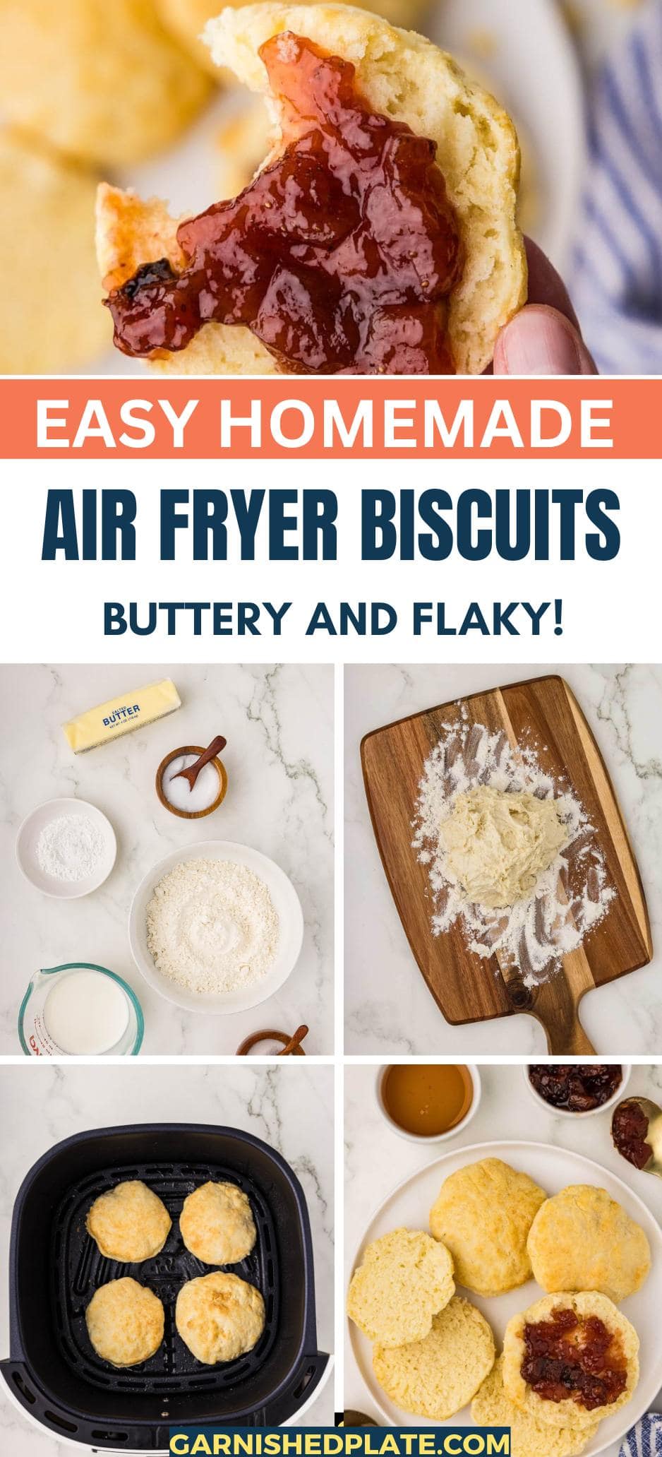 Easy Homemade Air Fryer Biscuits - Garnished Plate
