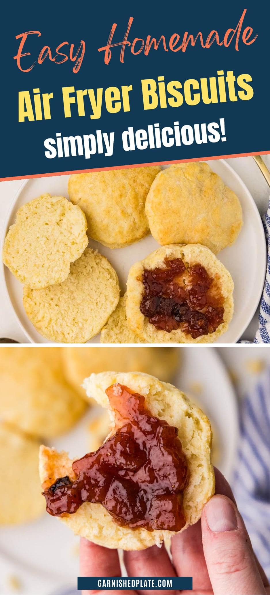 Easy Homemade Air Fryer Biscuits - Garnished Plate