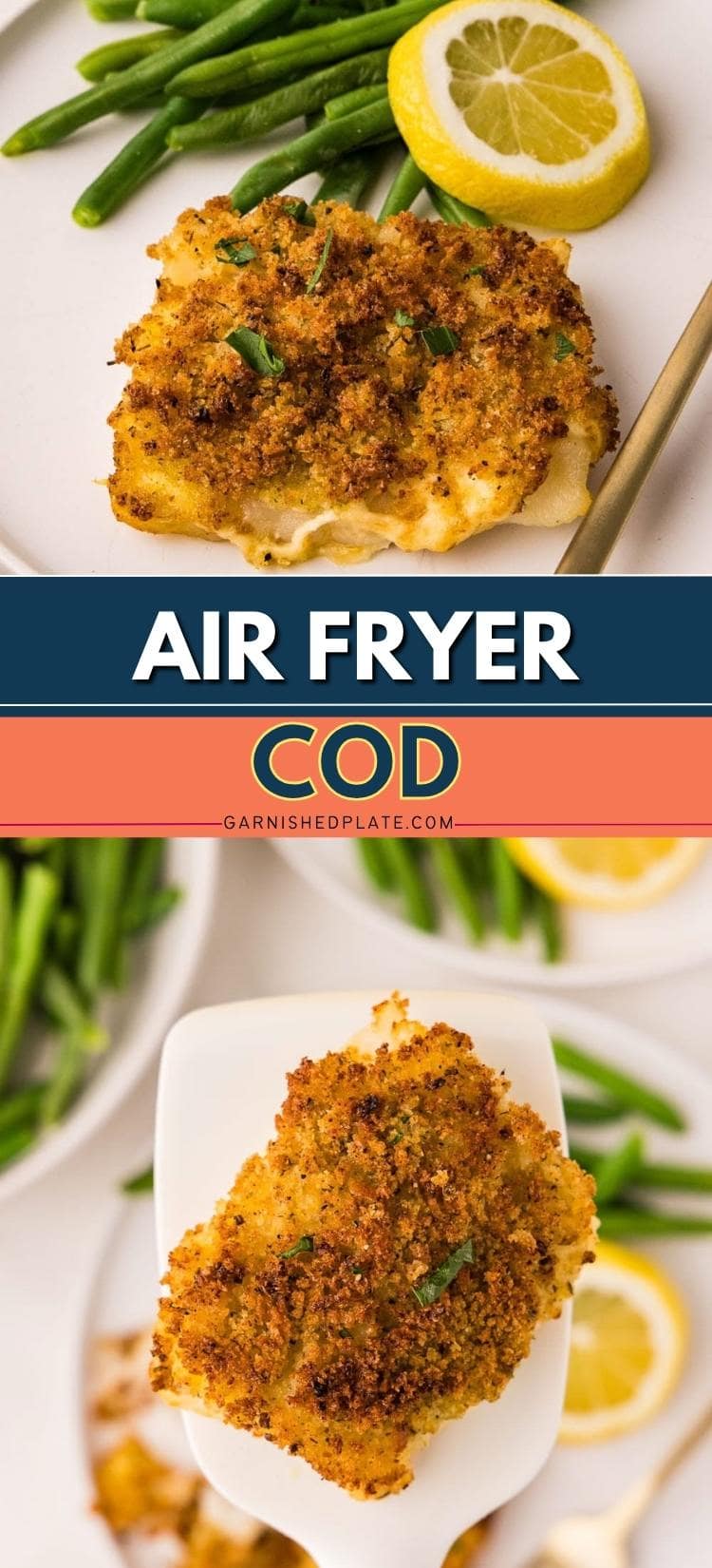 Air Fryer Cod - Garnished Plate