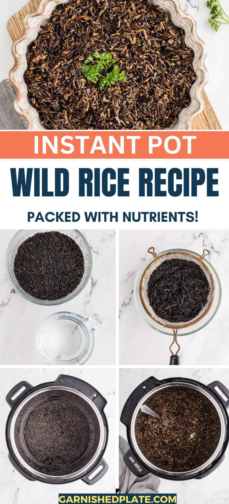 Instant Pot Wild Rice Recipe - Garnished Plate