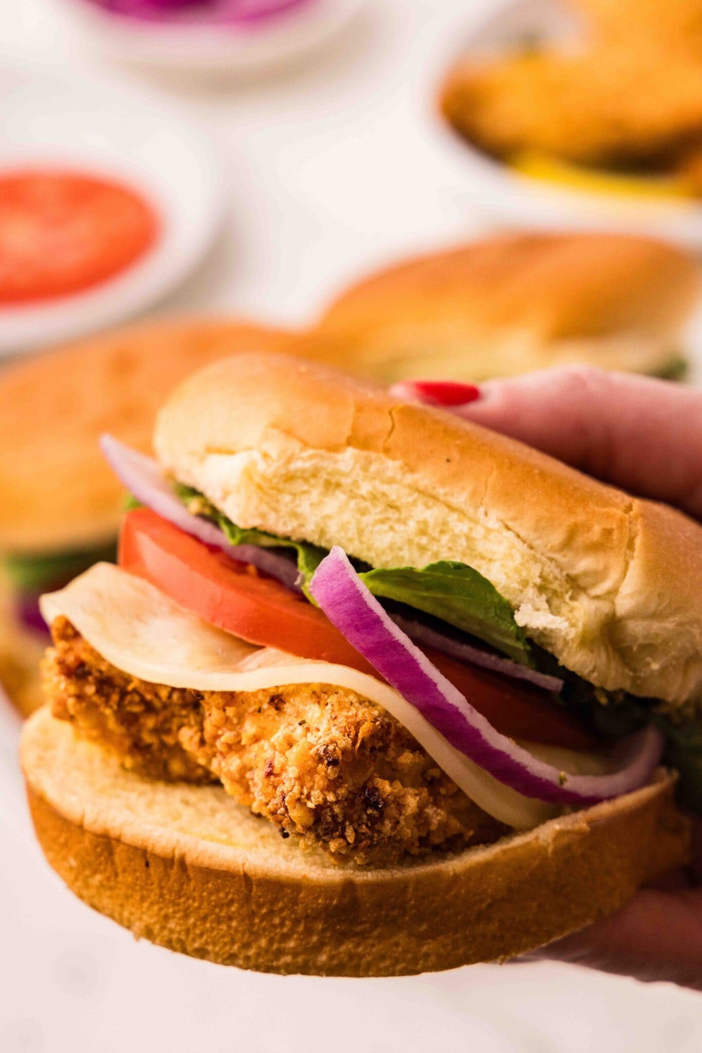 Easy Italian Chicken Cutlet Sandwich - Garnished Plate