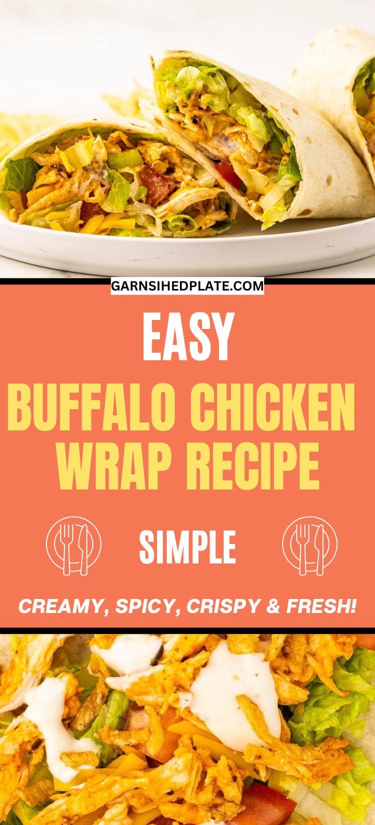 Easy Buffalo Chicken Wrap Recipe - Garnished Plate