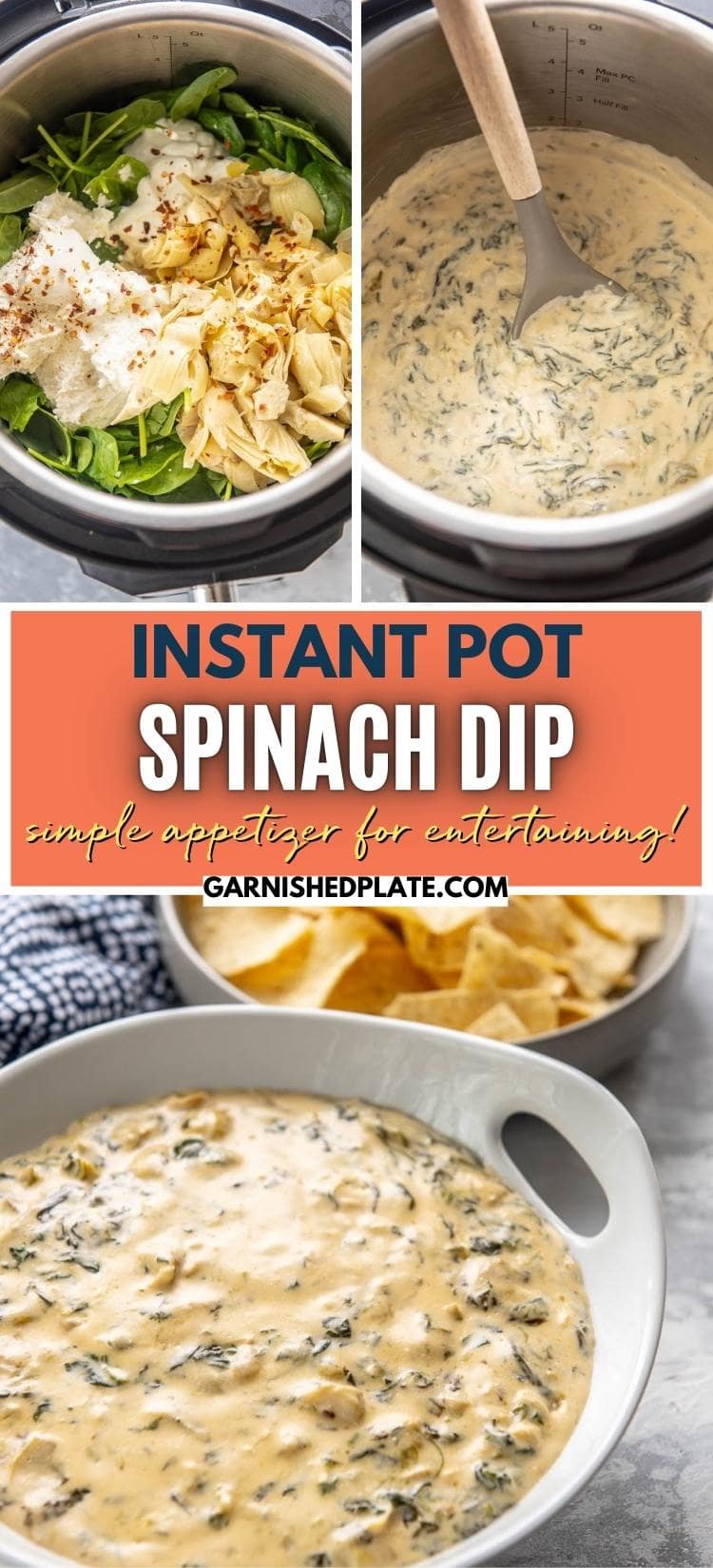 Instant Pot Spinach Dip - Garnished Plate