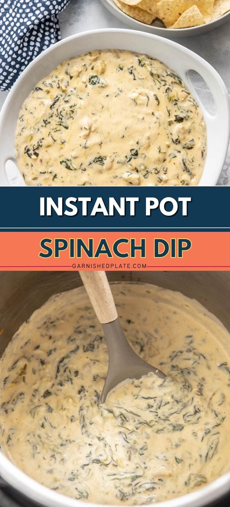 Instant Pot Spinach Dip - Garnished Plate