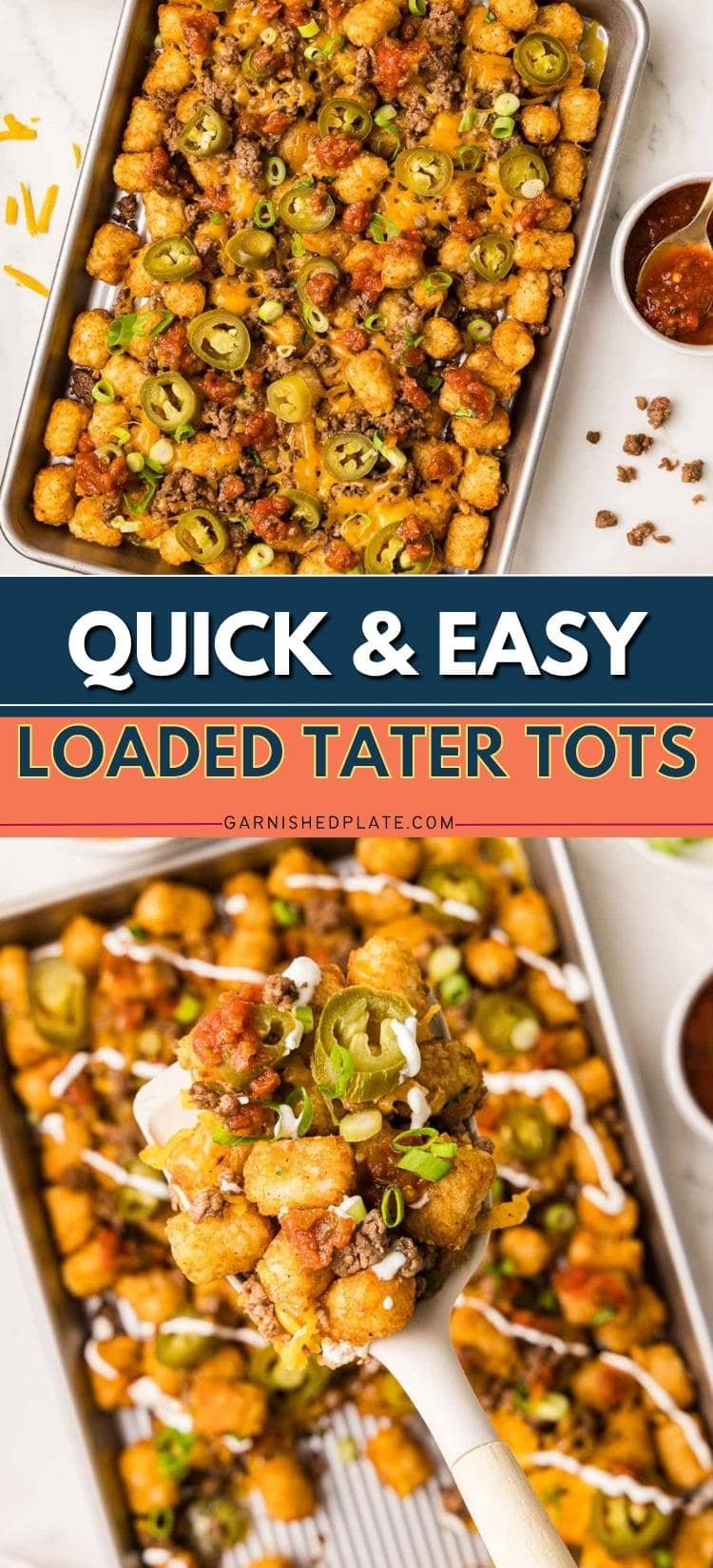 Quick & Easy Loaded Tater Tots - Garnished Plate