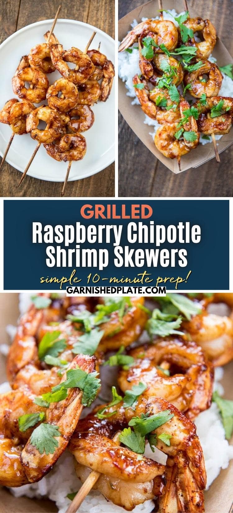 Raspberry Chipotle Shrimp Skewers - Garnished Plate